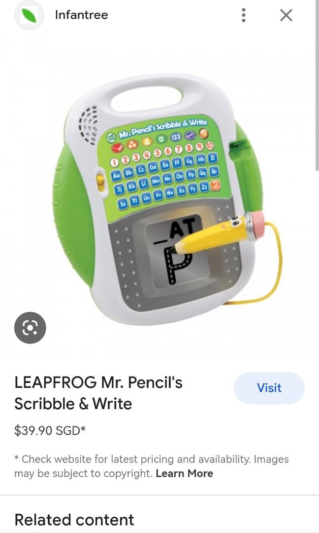 LeapFrog Mr. Pencils Scribble and Write, Writing Toy, Hobbies & Toys ...