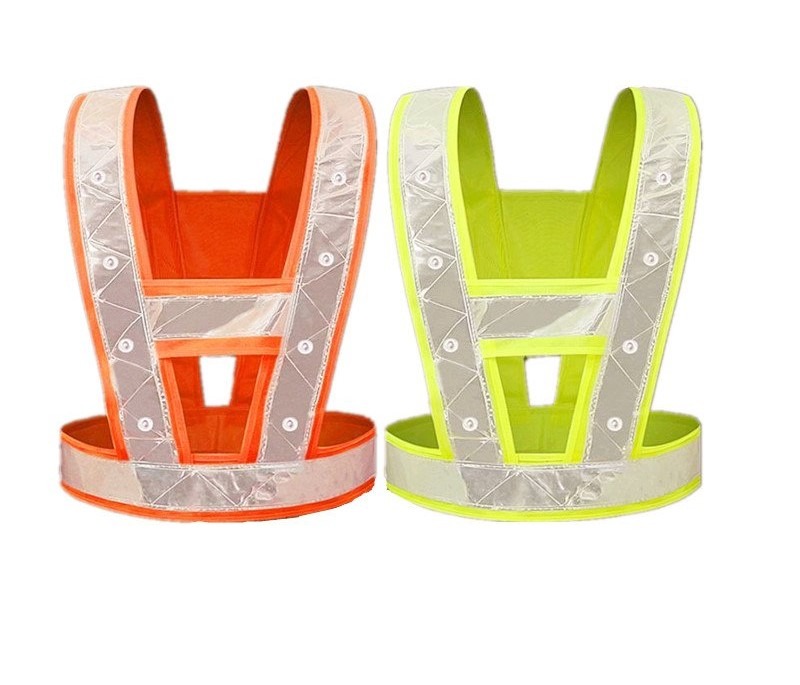 LED Safety Vest Material Mesh fabric Neon Orange and Neon Green, Men's ...