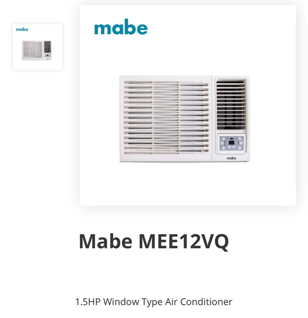 Mabe Window Type Aircon 1.5 HP, TV & Home Appliances, Air Conditioning ...