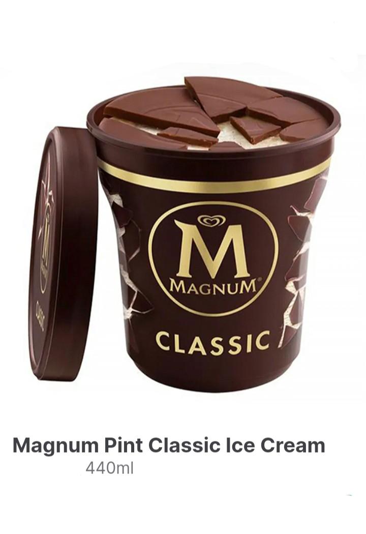 Magnum Pint Ice Cream, Food & Drinks, Chilled & Frozen Food on Carousell