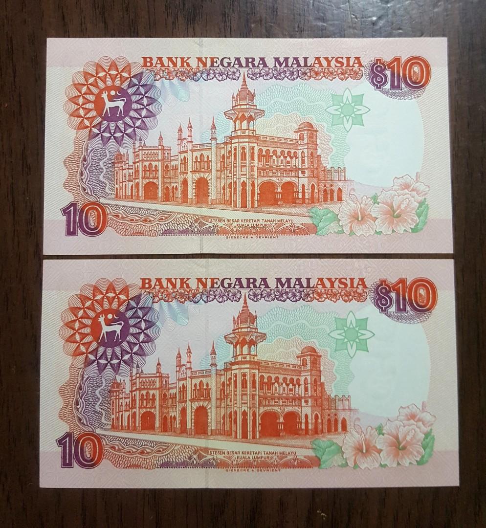 Malaysia 7th Series $10 Ringgit x 2 consecutive number UNC, Hobbies ...