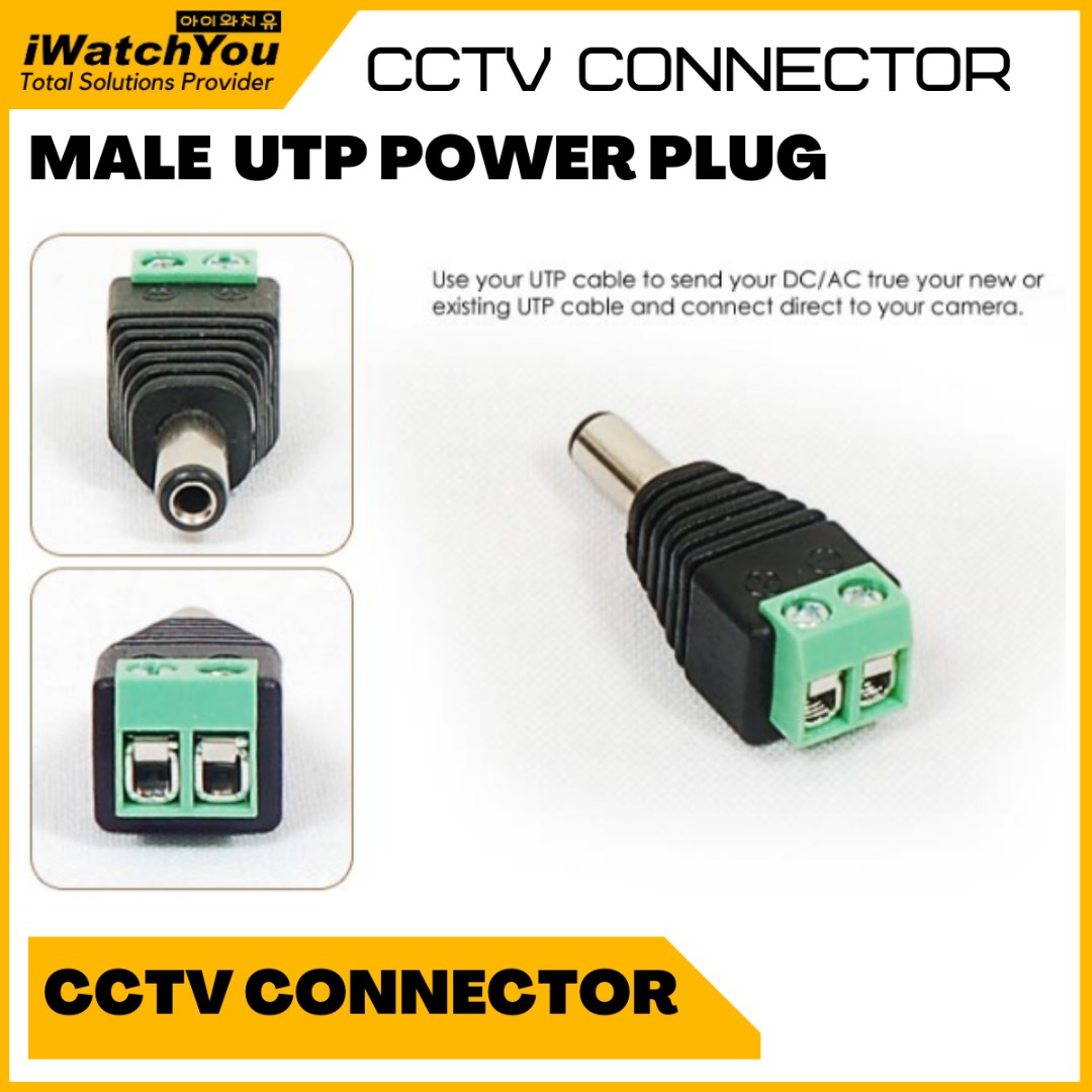 Male CCTV UTP Power Plug Adapter DC/AC, Furniture & Home Living ...