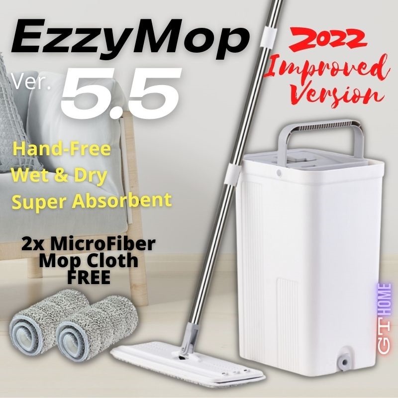 Mop and Bucket 5.5 with Micro Fiber Cleaning Cloth MMZ0956, Furniture ...