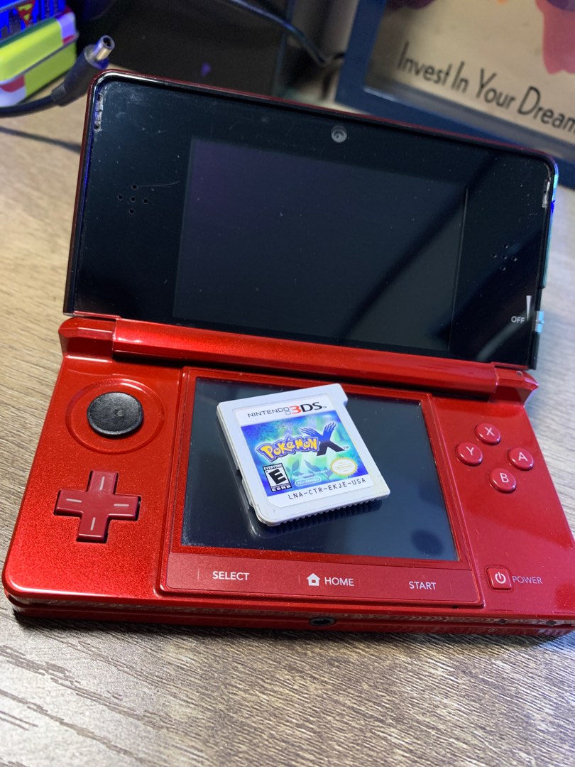 Nindendo 3DS Red with Pokemon X Cartridge, Video Gaming, Video Game ...