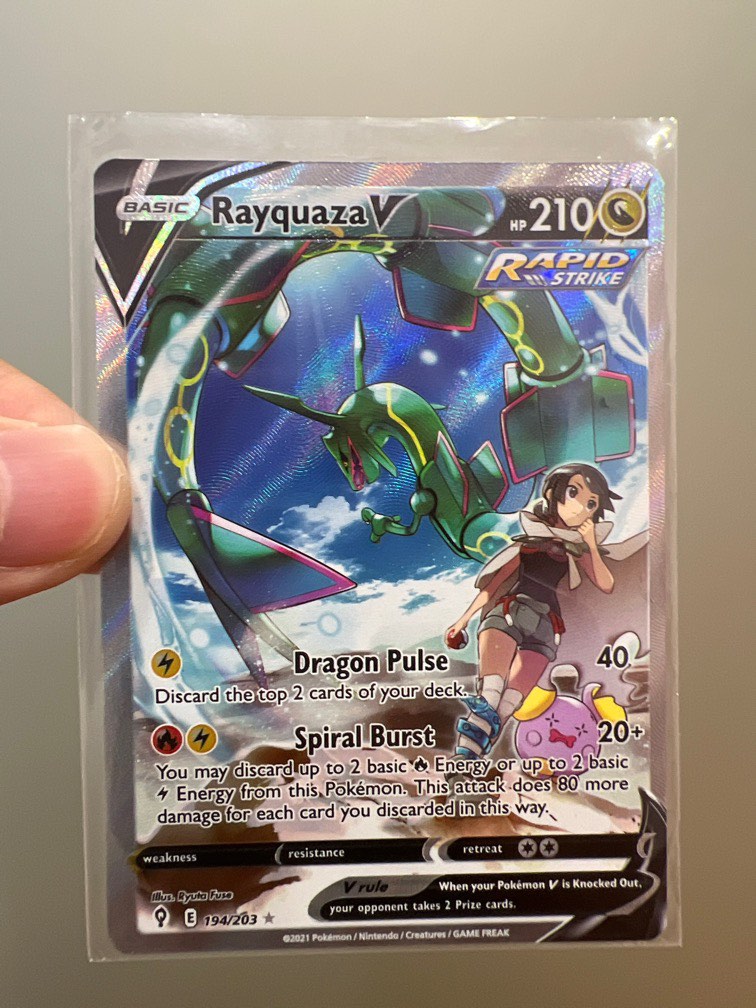 Pokemon TCG Evolving Skies Rayquaza V Full Art FA Alternate Artwork AA Waifu Ultra Rare 194/203 ...