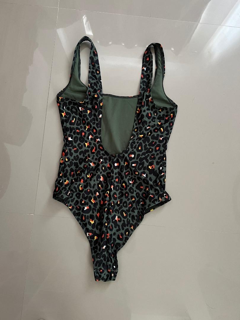 Primark Army Green Cheetah One Piece Swimsuit [S], Women's Fashion ...