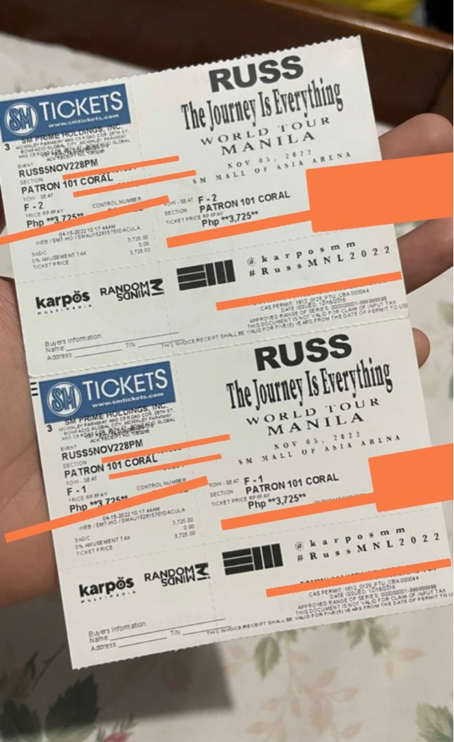 Russ The Journey is Everything Tickets RUSH‼️, Tickets & Vouchers ...