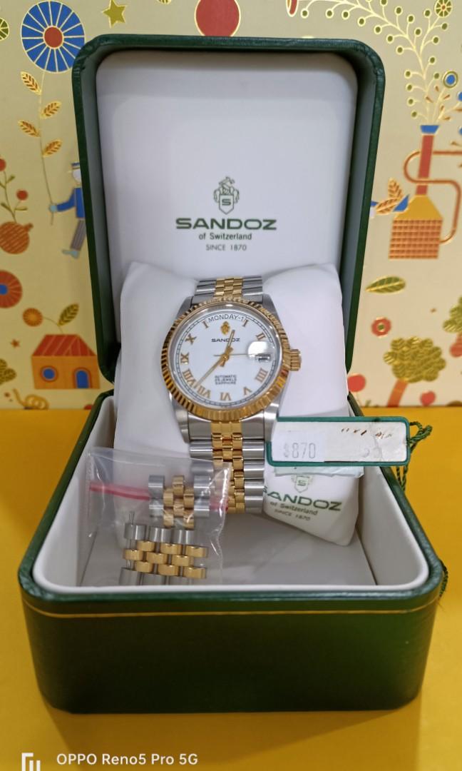 Sandoz half Gold Day Date ETA, Men's Fashion, Watches & Accessories ...