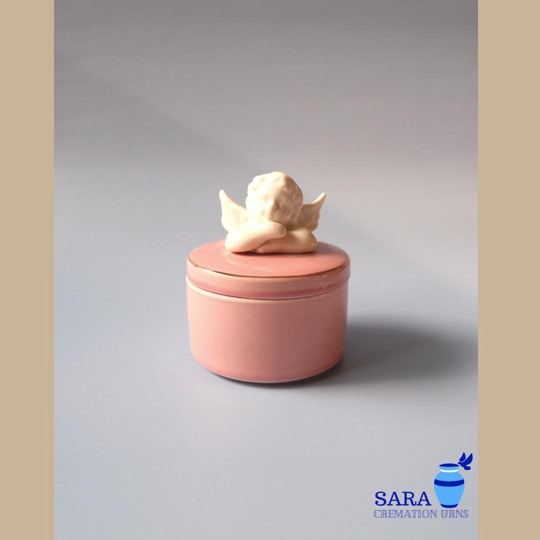 [saraurnsph] Pink Angel Baby Keepsake Urn Ceramic Mini Urn Cremation ...