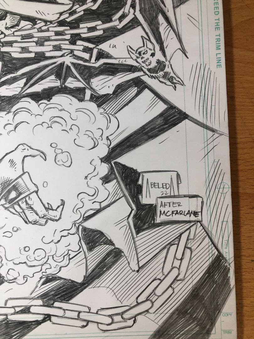 Spawn homage original comic art by Mannie Abeleda 11x17 pencils ...