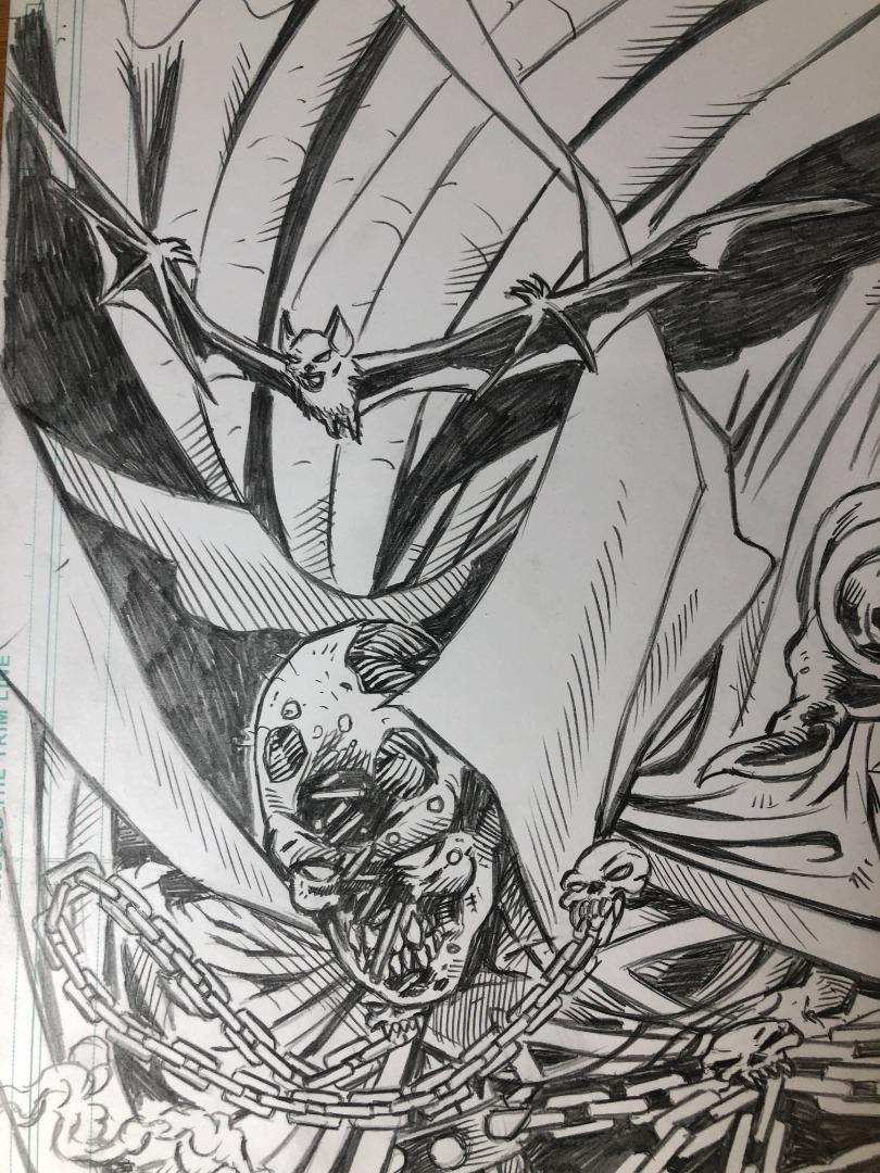 Spawn homage original comic art by Mannie Abeleda 11x17 pencils ...
