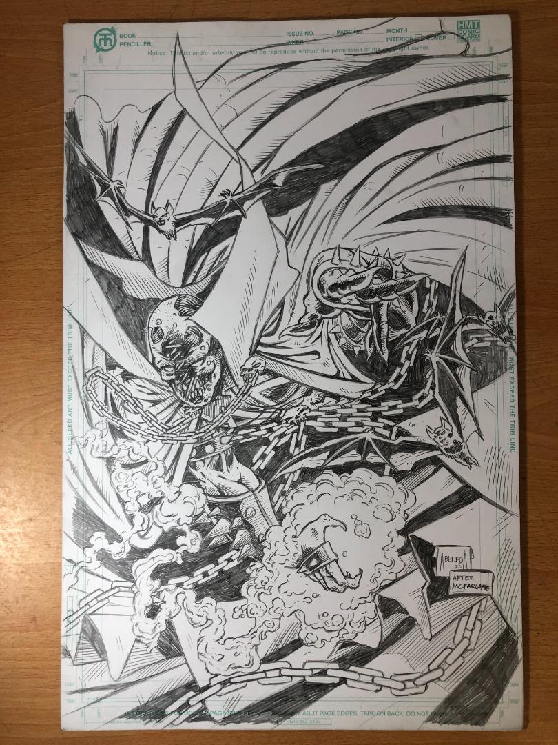 Spawn homage original comic art by Mannie Abeleda 11x17 pencils ...