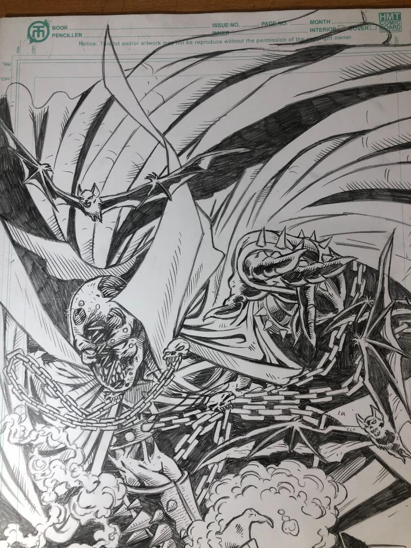 Spawn homage original comic art by Mannie Abeleda 11x17 pencils ...