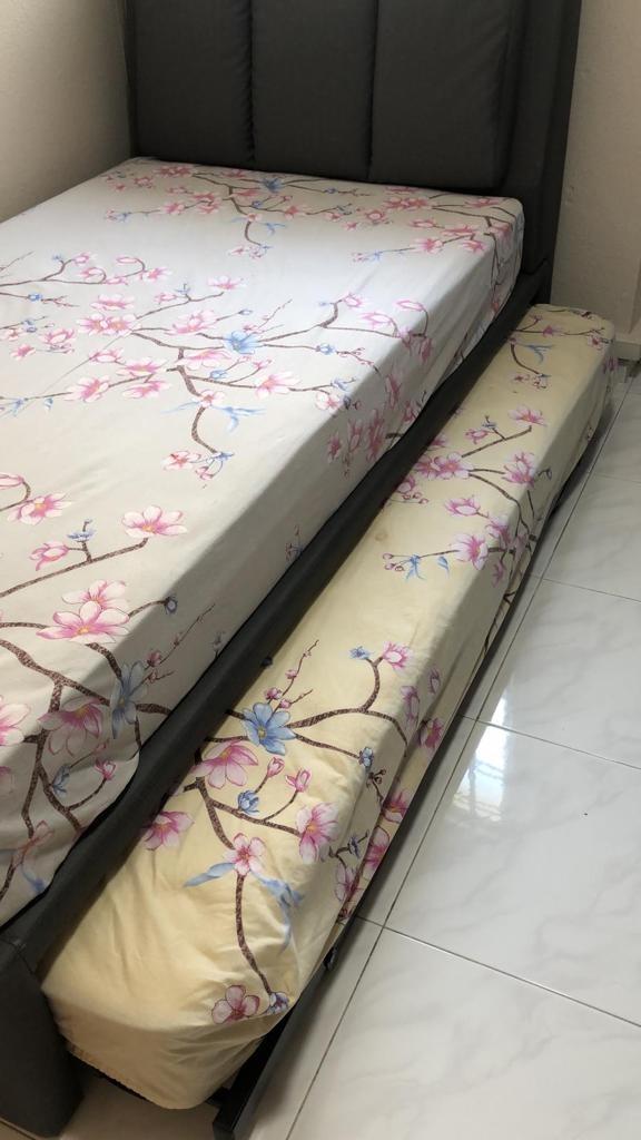 Super single double bed frame, Furniture & Home Living, Furniture, Bed ...