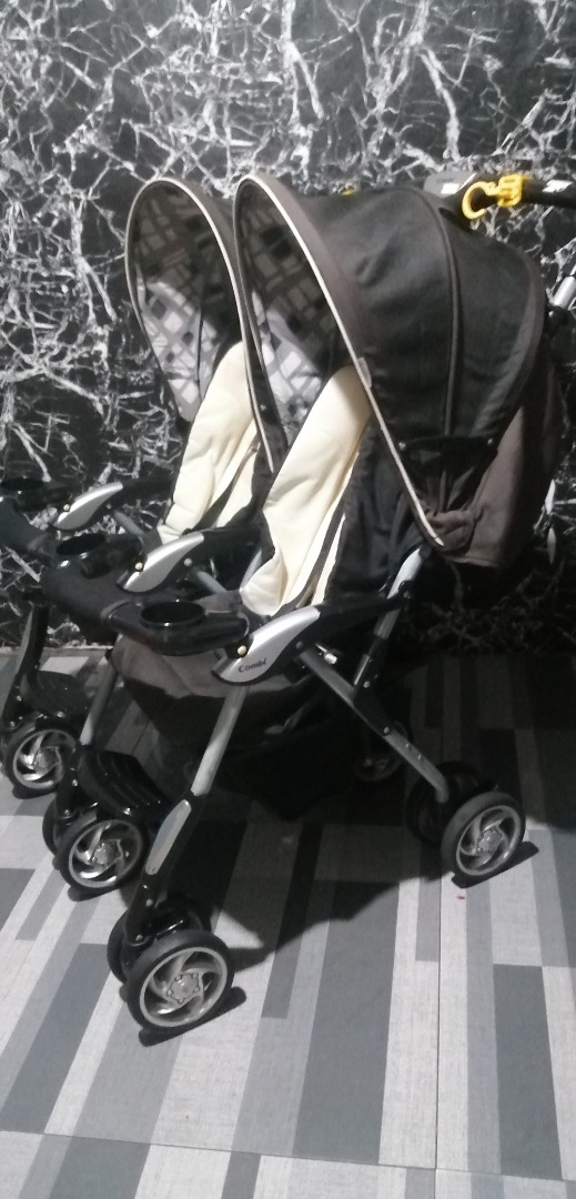 Twin stroller fully recline combi brand, Babies & Kids, Going Out ...
