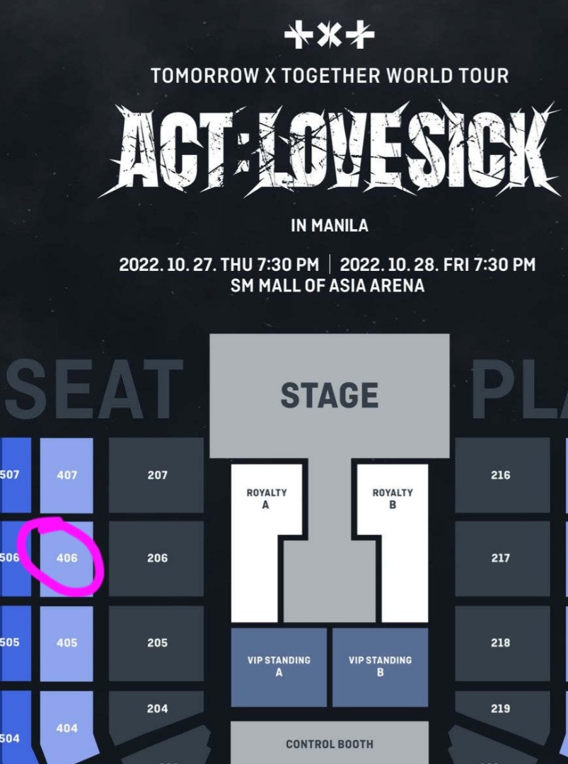 TXT ACT LOVESICK Manila Day 1 ticket, Tickets & Vouchers, Event Tickets ...