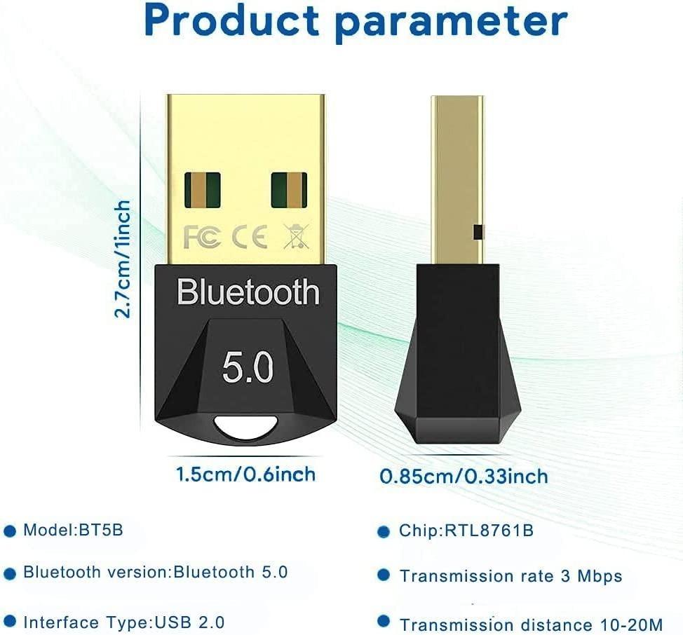 USB Bluetooth Adapter 5.0, Bluetooth Dongle for Laptop Computer Desktop ...