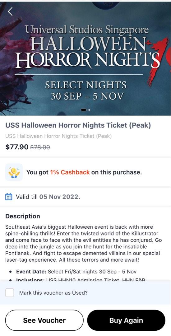 Uss Halloween Horror Night 10 Tickets And Vouchers Event Tickets On