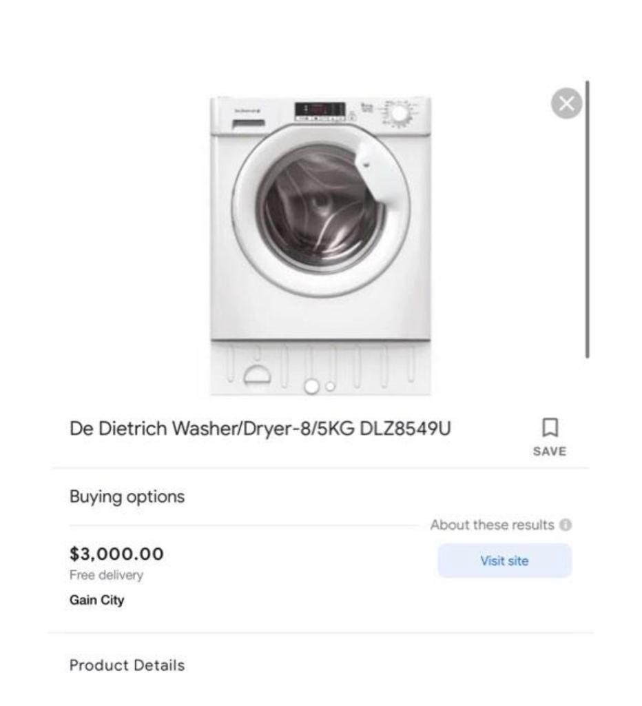 De dietrich Washer cum dryer, TV & Home Appliances, Washing Machines ...