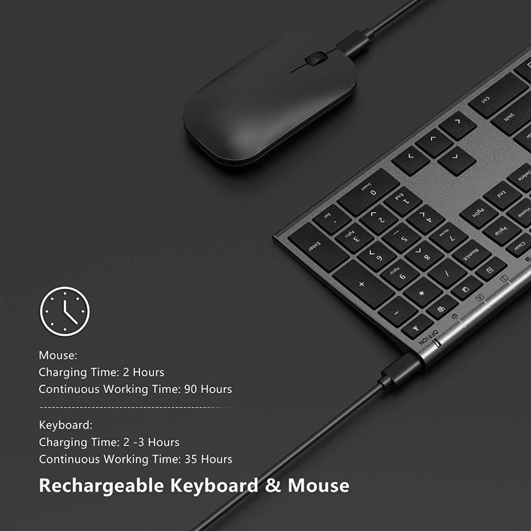Wireless Keyboard and Mouse Set, 2.4G Wireless with USB Receiver ...
