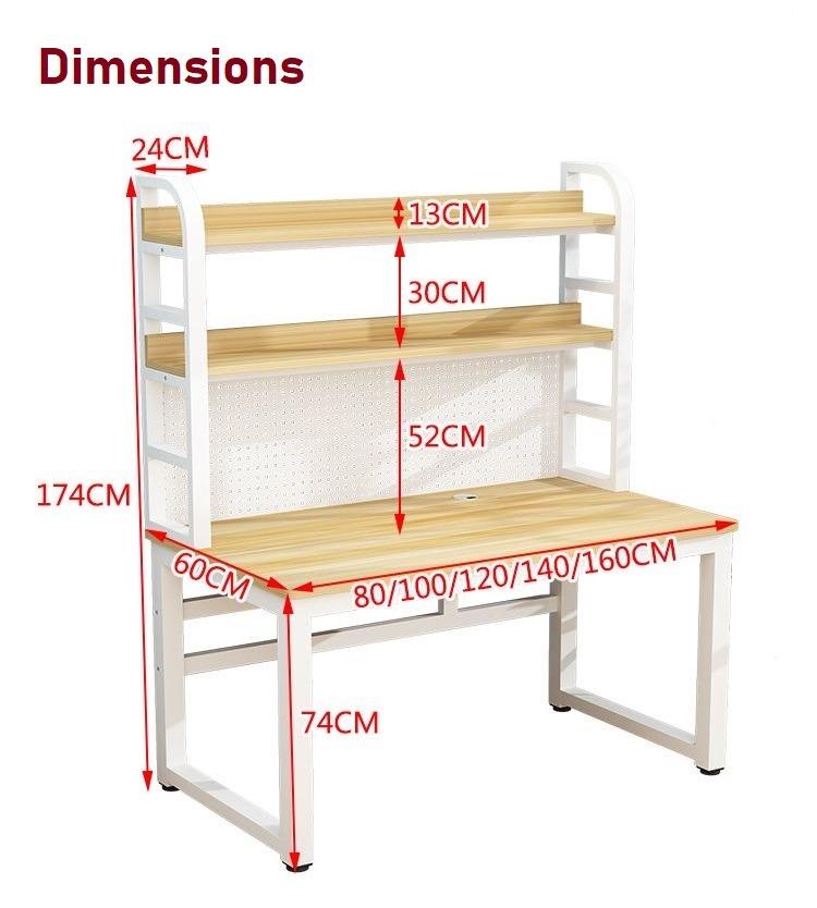 2-tier Heavy-Duty Metal Study Table Computer Desk with Pegboard and 2 ...
