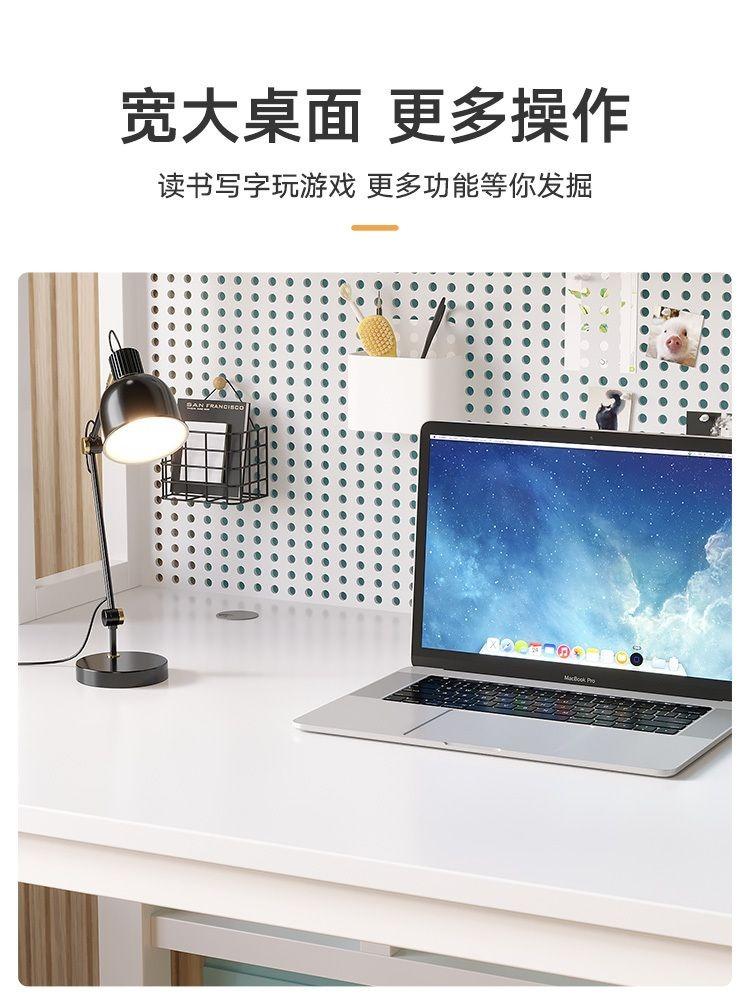 3-Tier Metal Study Table Computer Desk with Pegboard and Book Shelving ...