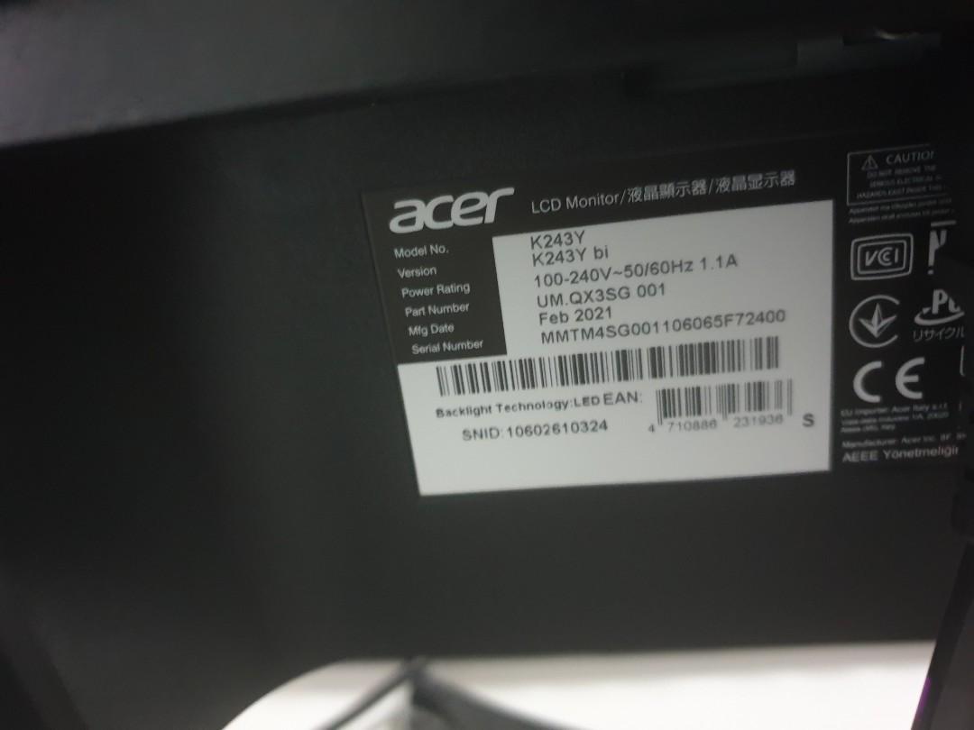 Acer K3 Series K243Y 23.8" FHD (IPS) Monitor, Computers & Tech, Parts ...