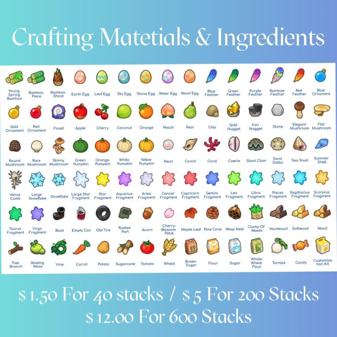 Animal Crossing Crafting Materials & Ingredients, Video Gaming, Gaming ...