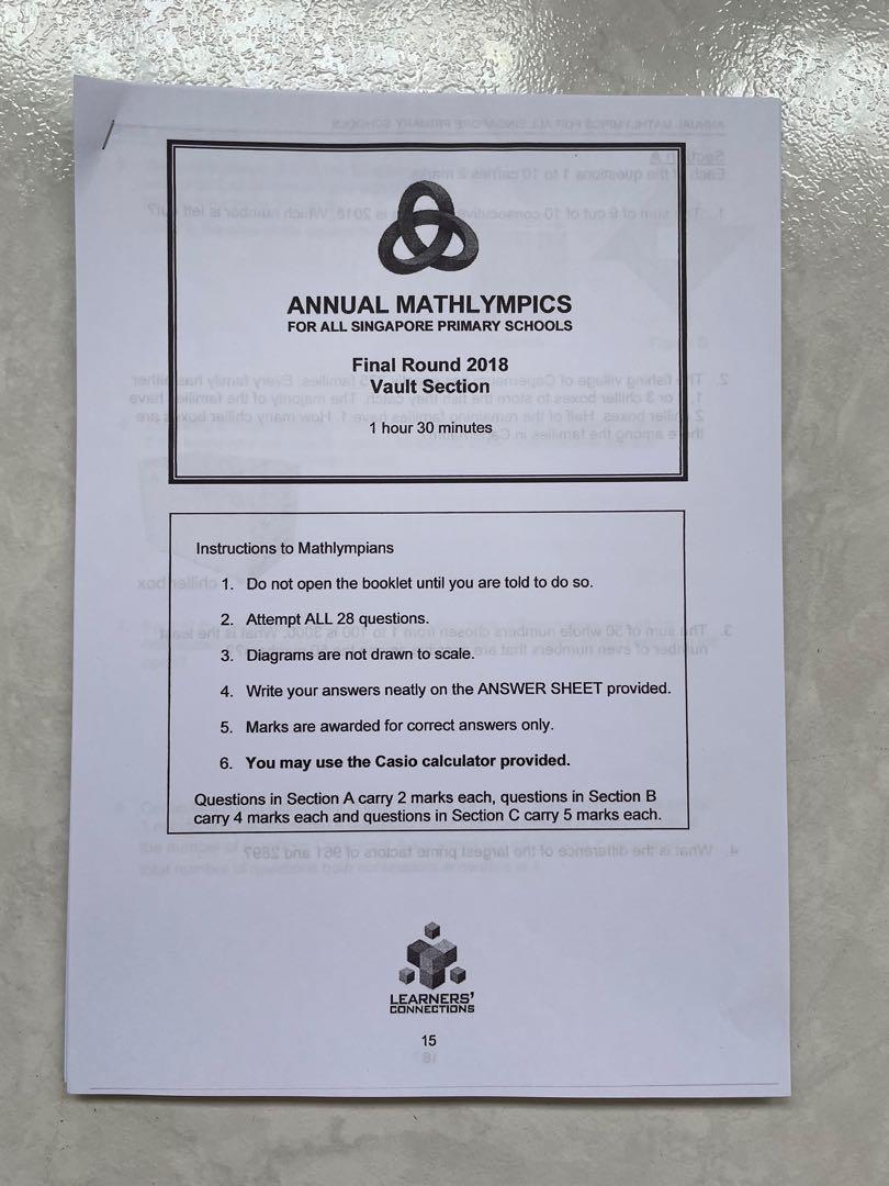 Annual Mathlympics (ACS) 2020 2019 2018, Hobbies & Toys, Books ...