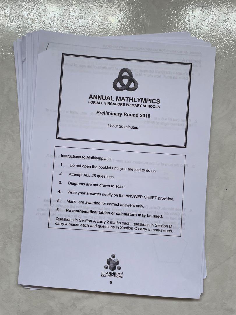 Annual Mathlympics (ACS) 2020 2019 2018, Hobbies & Toys, Books ...