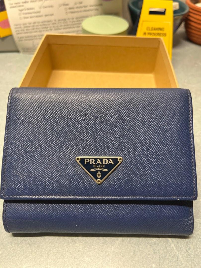 Authentic Prada Royal Blue Trifold Wallet, Luxury, Bags & Wallets on ...