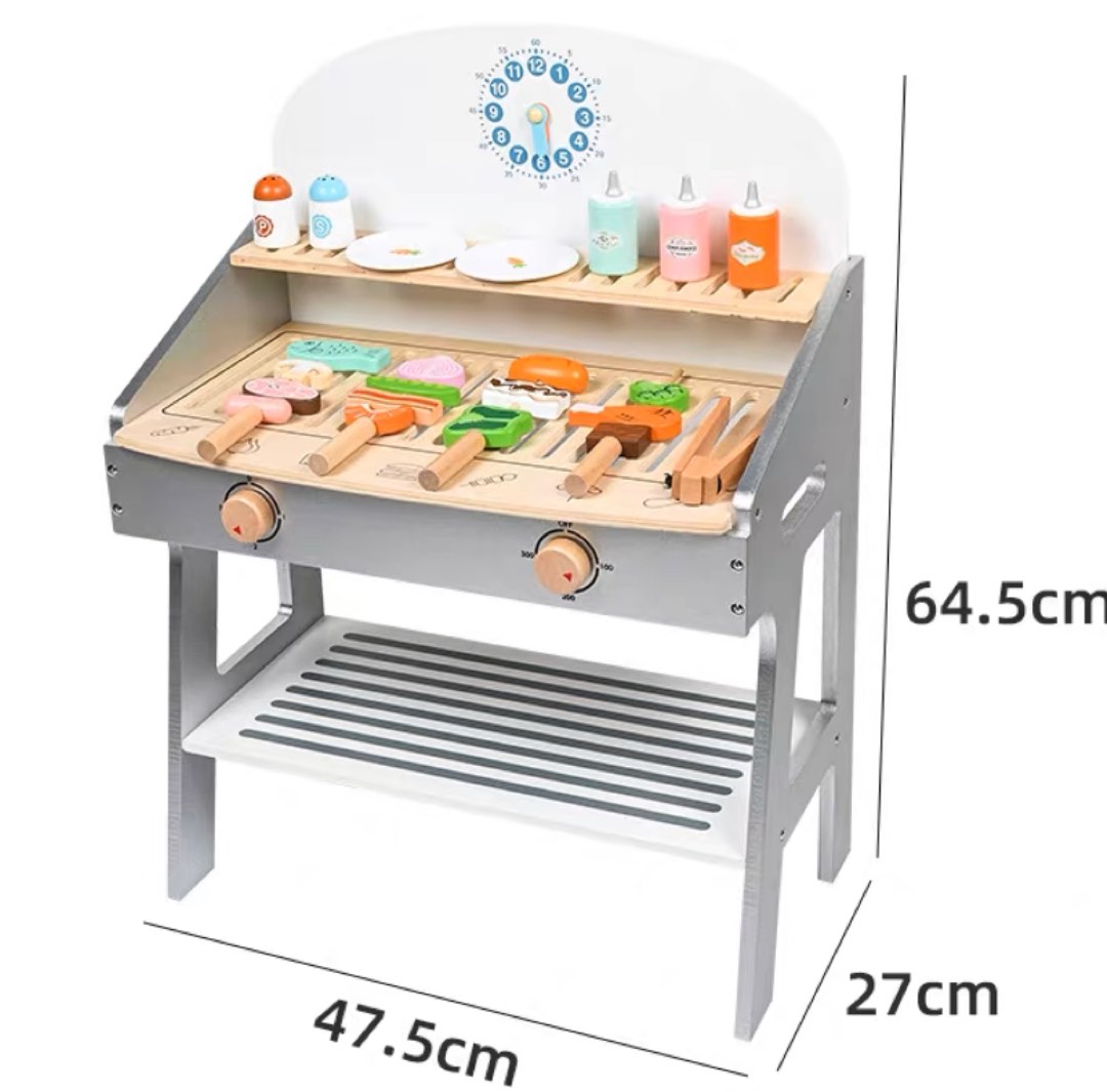BNIB BBQ Wooden Grill Stand Children Toys Pretend Play Set Kids ...