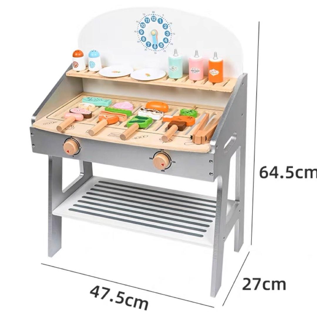 BNIB BBQ Wooden Grill Stand Children Toys Pretend Play Set Kids ...