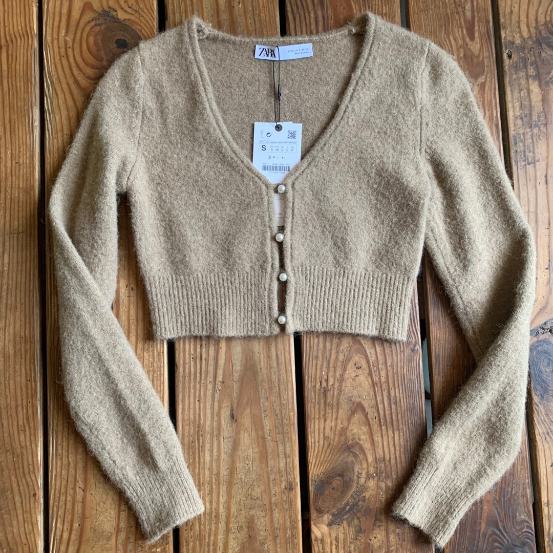 BRANDNEW Zara Fuzzy / fluffy soft touch knit cropped cardigan with ...