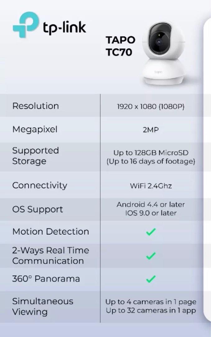 CCTV Camera TP Link Tapo TC70 PTZ camera, Furniture & Home Living ...