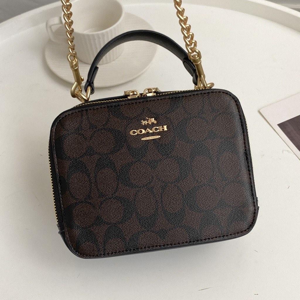 Coach Box Crossbody Bag in Signature Canvas, Women's Fashion, Bags ...