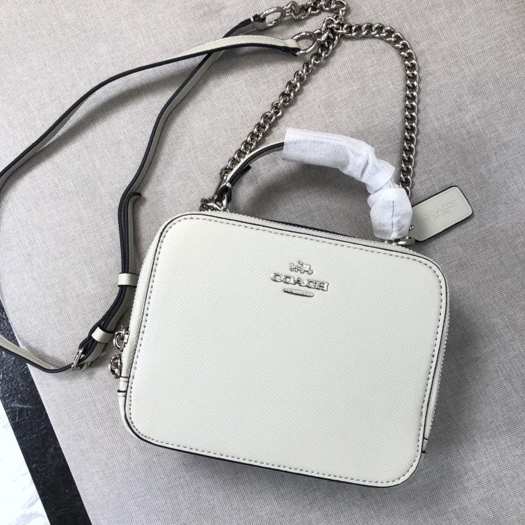 Coach Box Crossbody Bag in Signature Canvas, Women's Fashion, Bags ...