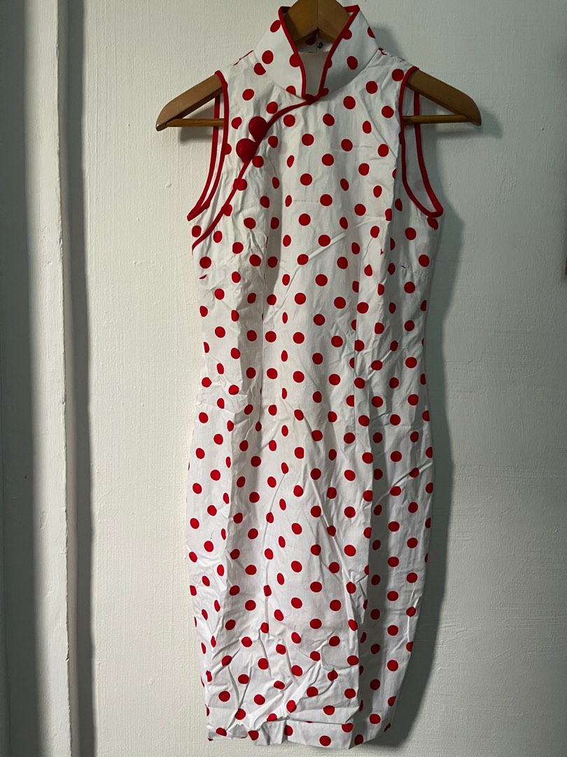 Retro Cheongsam Polka Dot M Womens Fashion Dresses And Sets Dresses On Carousell