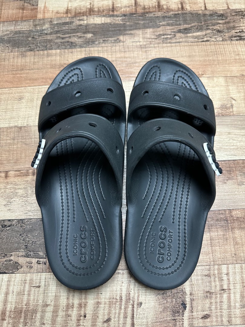 Crocs slides - black, Men's Fashion, Footwear, Flipflops and Slides on ...