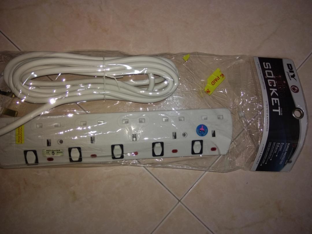 Electric Extension Socket 5-Way 5-Metre, TV & Home Appliances ...