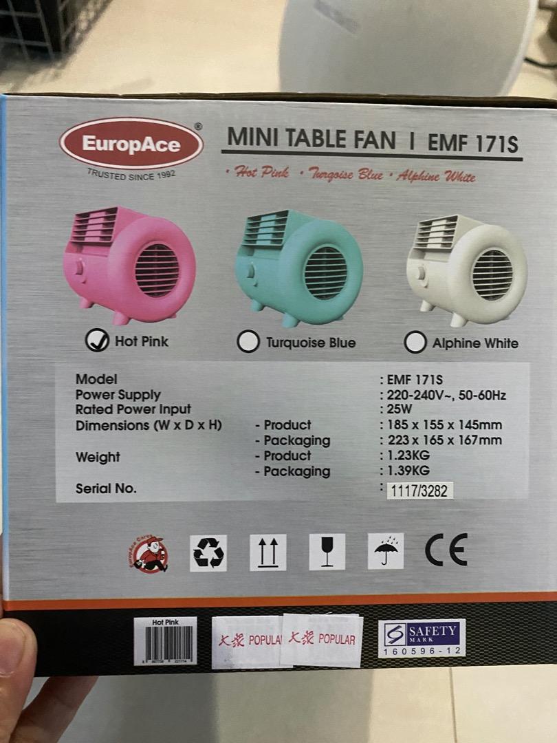 EuropAce Mini Table Fan- Singapore Brand, Furniture & Home Living ...