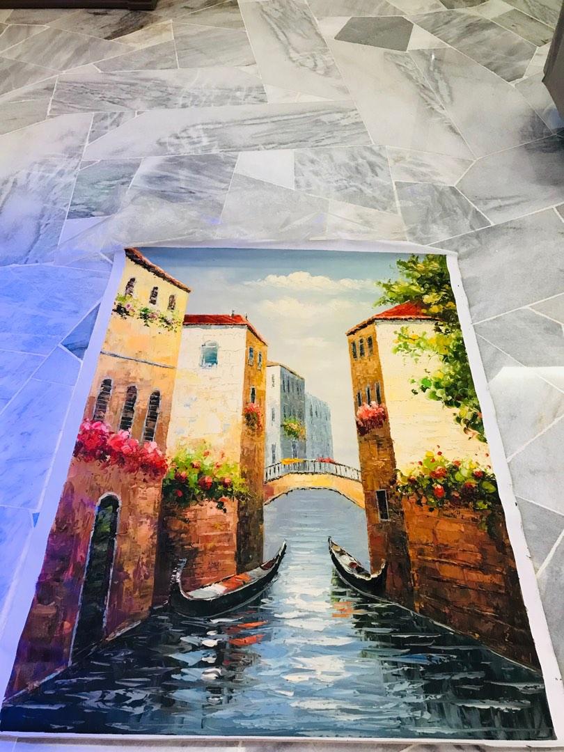 Feng Shui Art Drawing Oil Painting original by hand, Hobbies & Toys ...