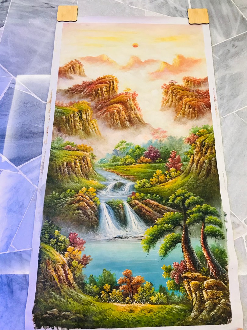 Feng Shui Art drawing Oil Painting by hand original, Hobbies & Toys ...