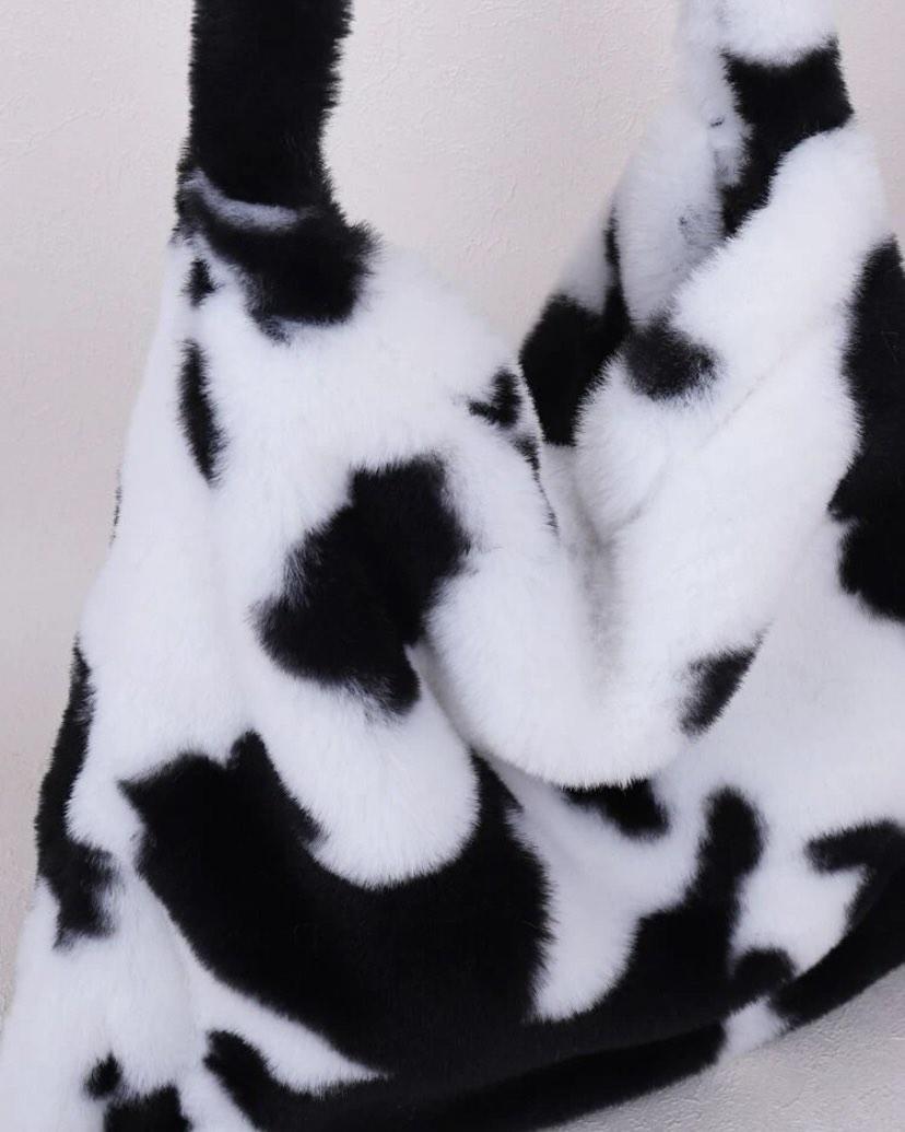 Fluffy Cow Pattern Shoulder Bag, Women's Fashion, Bags & Wallets ...