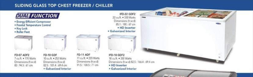 FUJIDENZO SLIDING GLASS CHEST FREEZER, TV & Home Appliances, Kitchen Appliances, Refrigerators ...