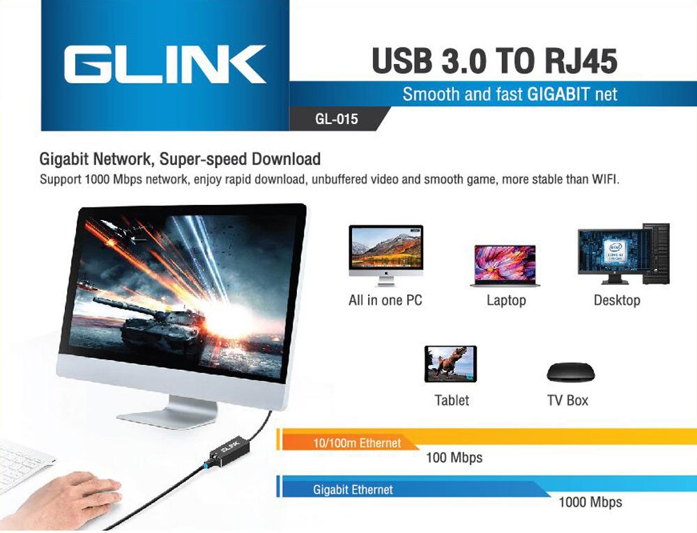 GLINK USB 3.0 TO LAN (RJ45)(GL-015), Computers & Tech, Parts & Accessories, Networking on Carousell