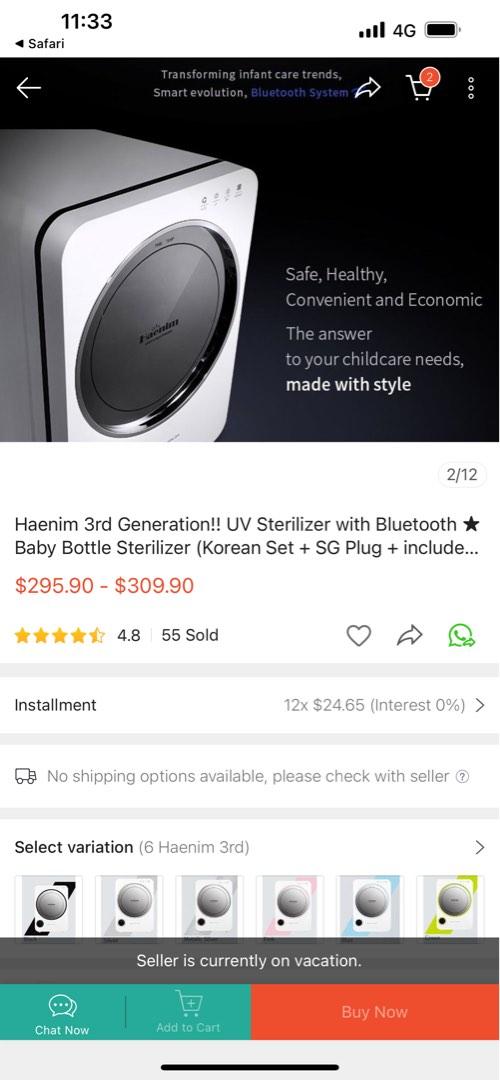 haenim uv sterilizer 3rd gen with Bluetooth (used), Babies & Kids ...