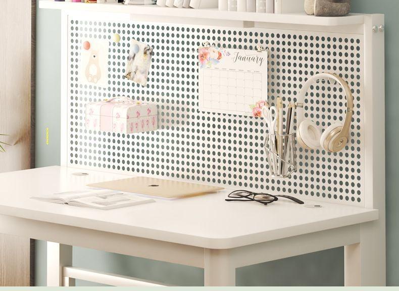 Heavy-Duty Metal Study Table Computer Desk with Pegboard and book ...