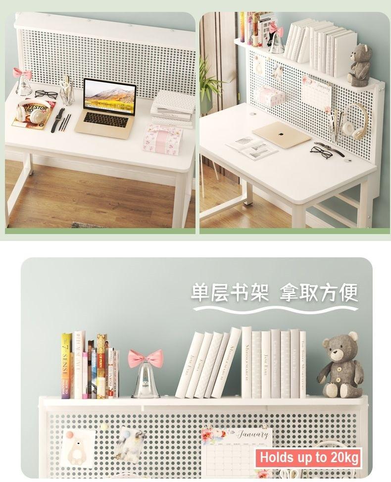 Heavy-Duty Metal Study Table Computer Desk with Pegboard and book ...