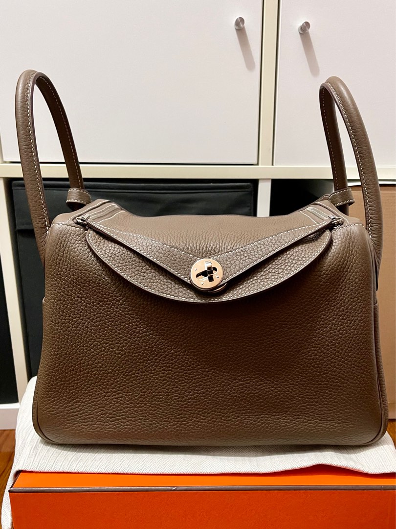 Hermes Lindy 30 Etoupe PHW 大象灰銀扣, 名牌, 手袋及銀包 - Carousell